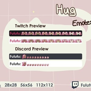 Hug Emote Pack Long Pink Twitch Discord Youtube Kawaii Cute Girl Boy ...
