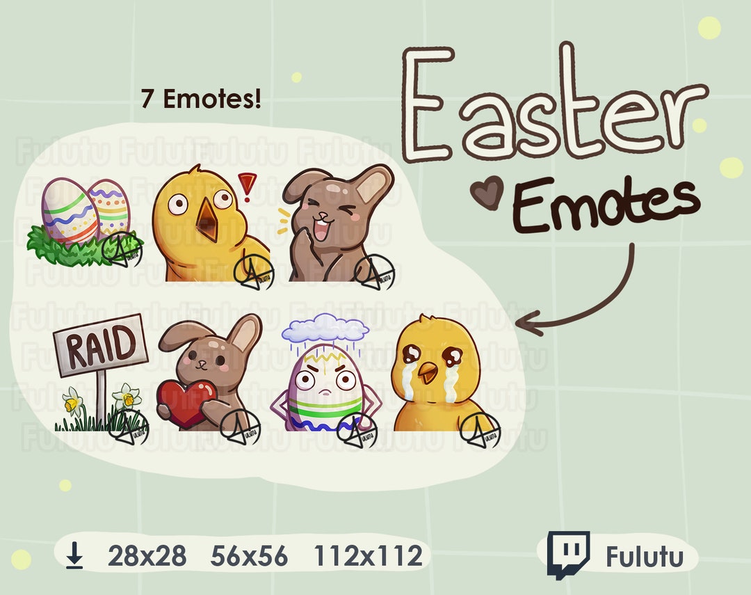 Easter Emote Pack Twitch Discord Youtube Kawaii Cute Bunny Chick Egg ...