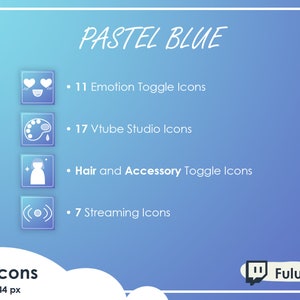 Pastel Blue VTS Stream Deck Icon Pack | Twitch | Discord | Youtube ...