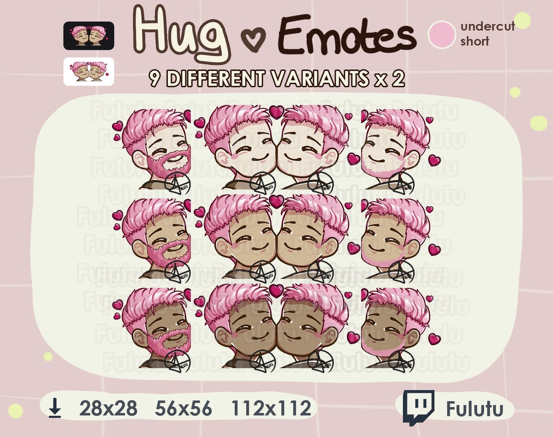 Hug Emote Pack - Undercut Short Pink | Twitch | Discord | Youtube ...