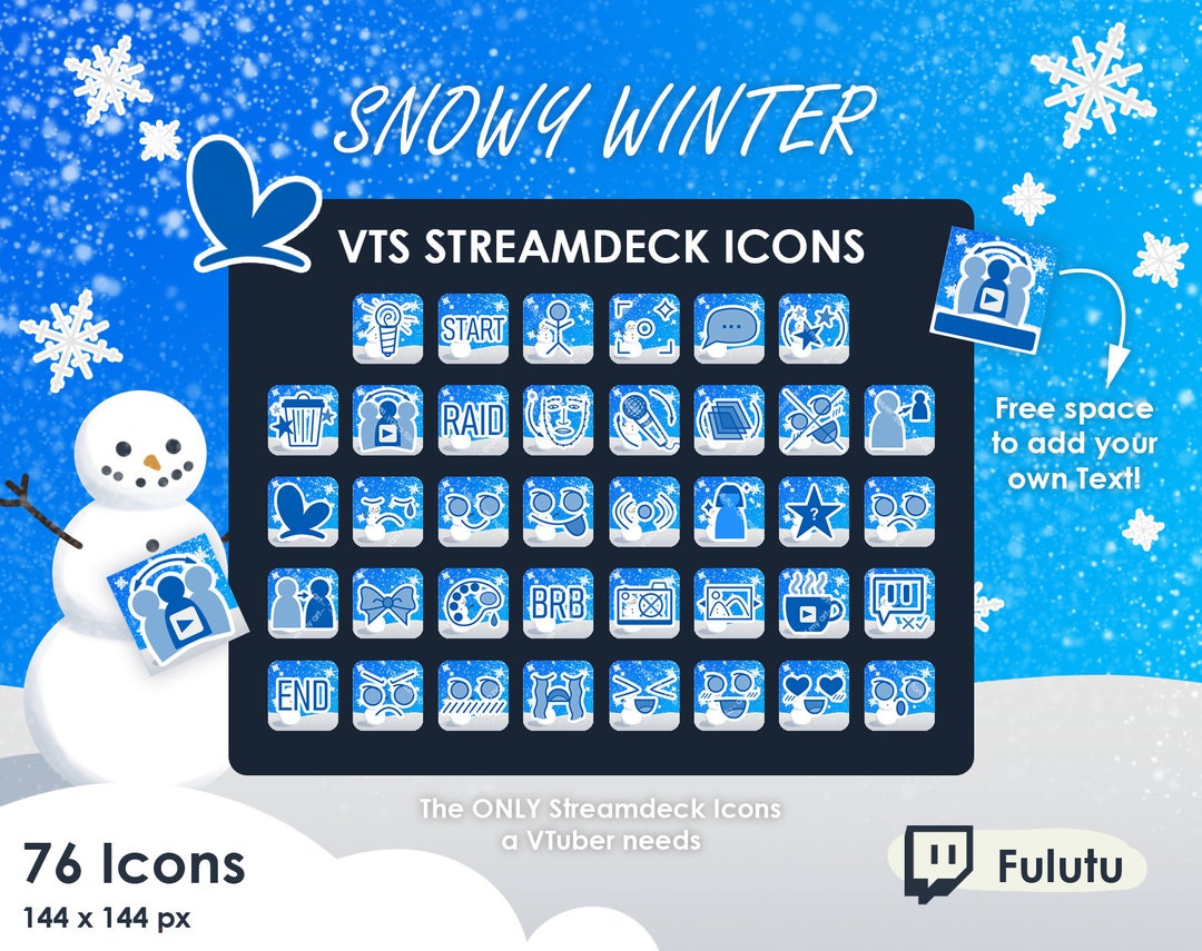 Snowy Winter VTS Stream Deck Icon Pack | Twitch | Discord | Youtube ...
