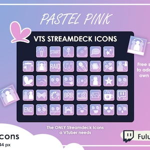 Pastel Pink VTS Stream Deck Icon Pack | Twitch | Discord | Youtube | Kawaii Cute Vtube Studio ...
