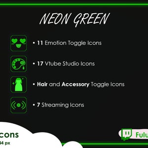Neon Green VTS Stream Deck Icon Pack | Twitch | Discord | Youtube ...