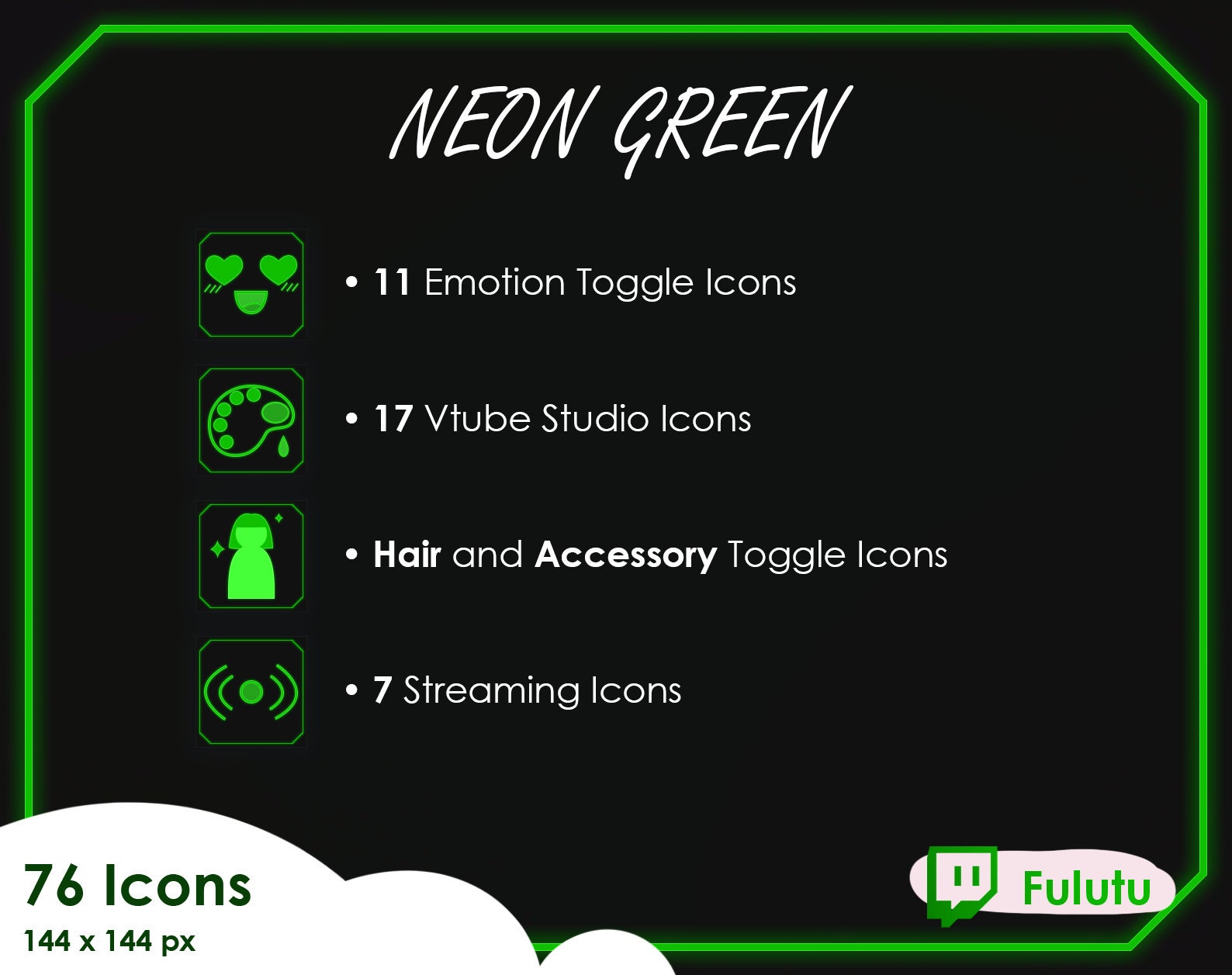 Neon Green VTS Stream Deck Icon Pack | Twitch | Discord | Youtube ...
