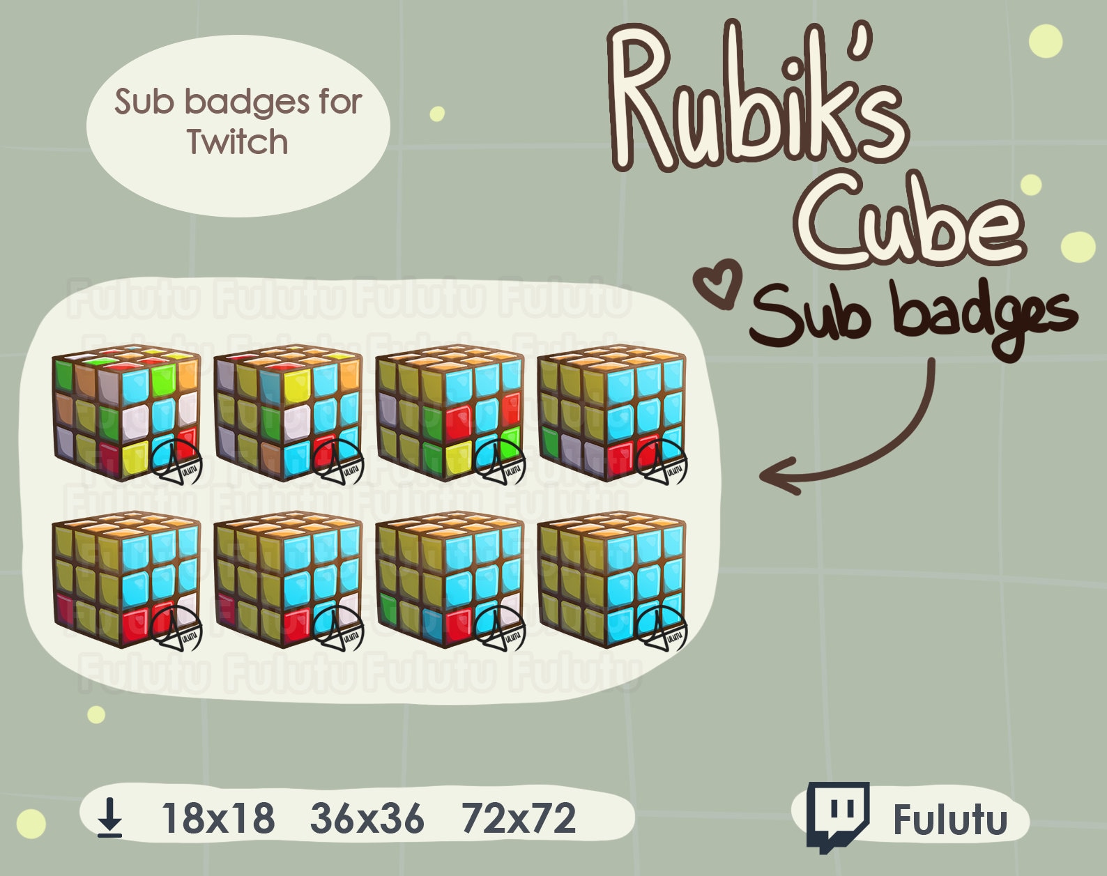 Rubik's Cube Sub Badge Pack Ver 2 Twitch Discord Youtube Kawaii Cute ...