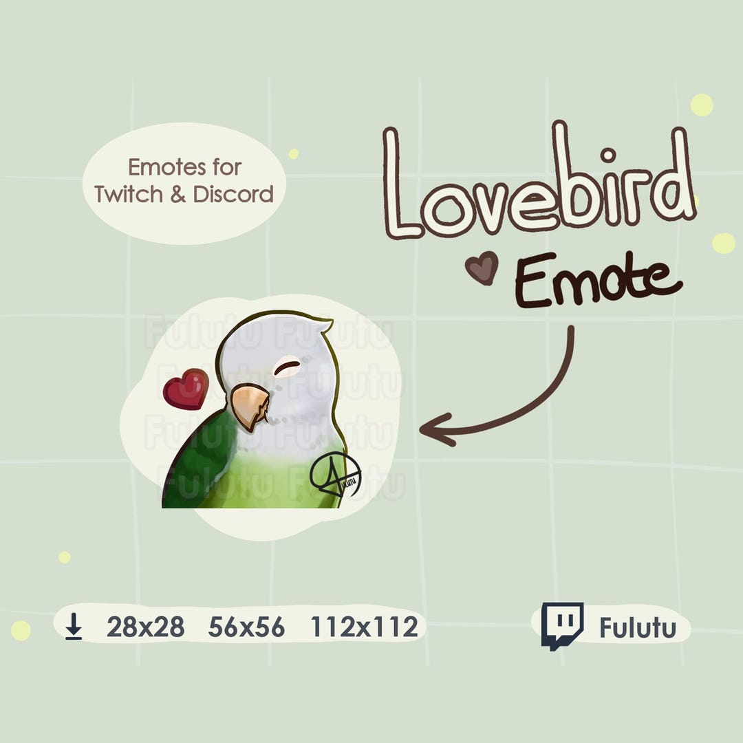 Lovebird Grey-headed Heart Emote | Twitch | Discord | Youtube | Kawaii ...