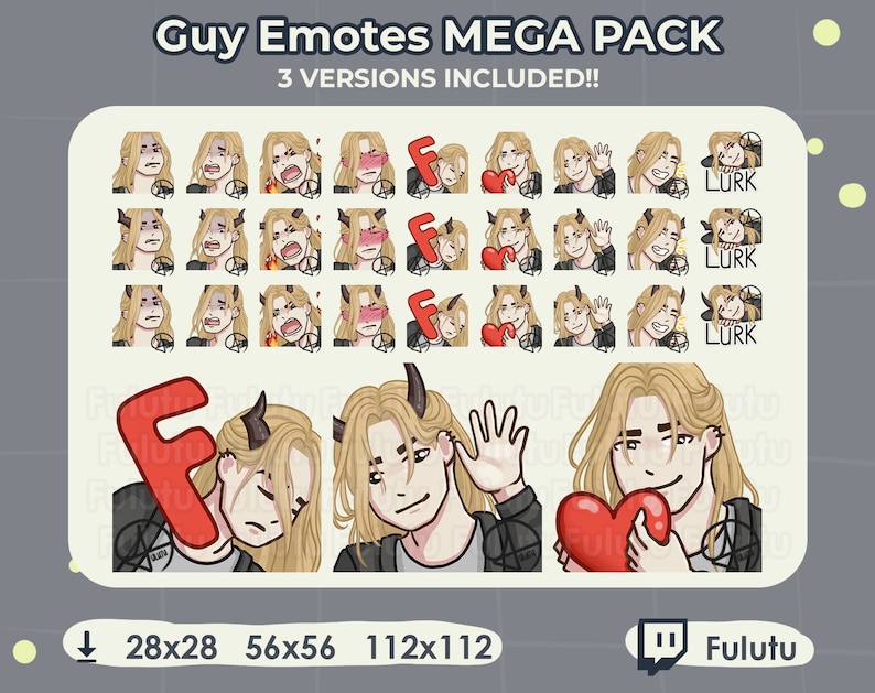 Guy Emote MEGA Pack | Blond Long Hair, White | Twitch | Discord ...
