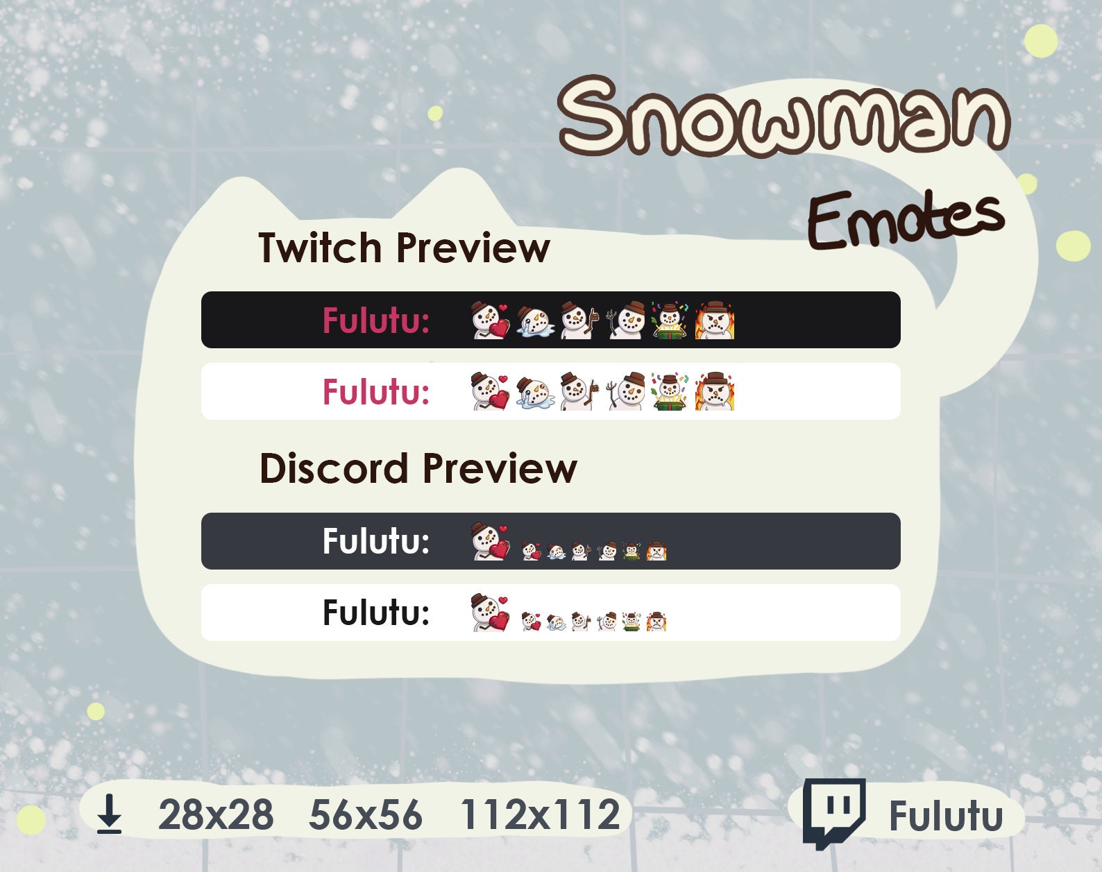 Snowman Emote Pack | Twitch | Discord | Youtube | Kawaii Cute Winter ...