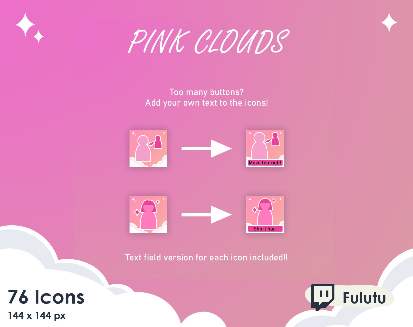 Pink Clouds VTS Stream Deck Icon Pack | Twitch | Discord | Youtube ...