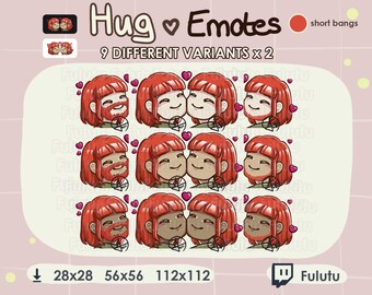 Hug Emote Pack - Curly Red | Twitch | Discord | Youtube | Kawaii Cute ...