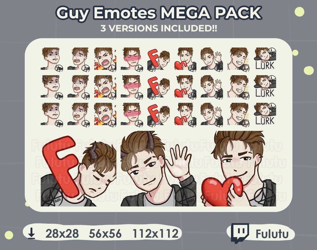 Guy Emote MEGA Pack | Brown Short Hair, White | Twitch | Discord ...