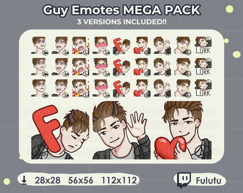 Guy Emote MEGA Pack | Brown Short Hair, White | Twitch | Discord ...