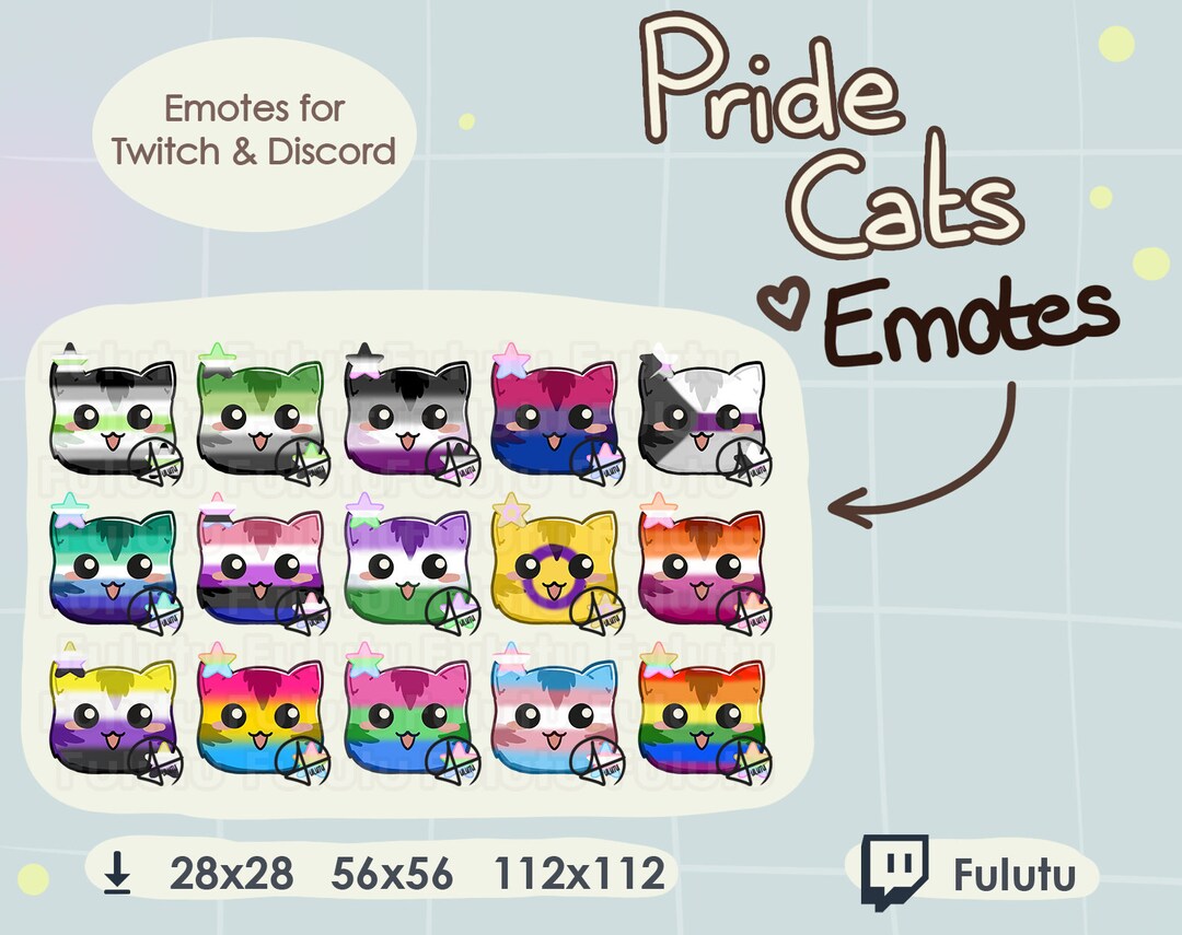 Pride Cats Emote Pack | Twitch | Discord | Youtube | Kawaii Cute Cat ...