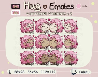 Hug Emote Pack - Long Red | Twitch | Discord | Youtube | Kawaii Cute ...