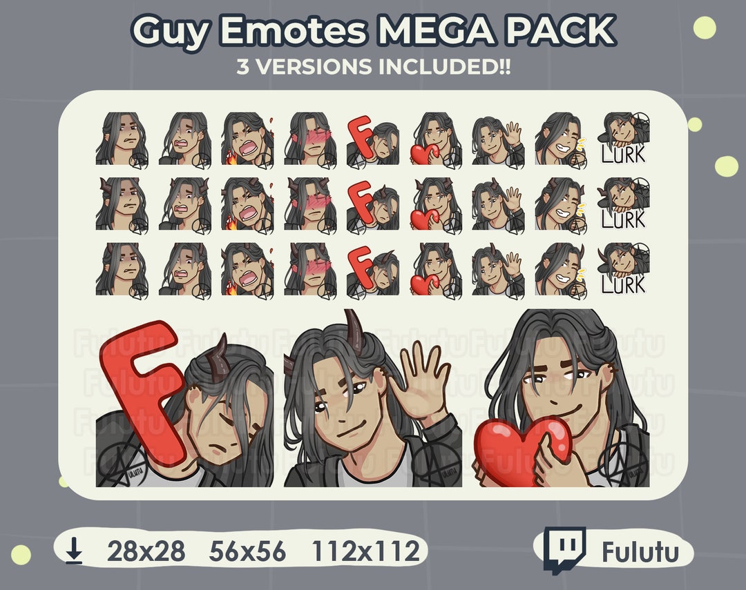 Guy Emote MEGA Pack | Black Long Hair, Tan | Twitch | Discord | Youtube ...