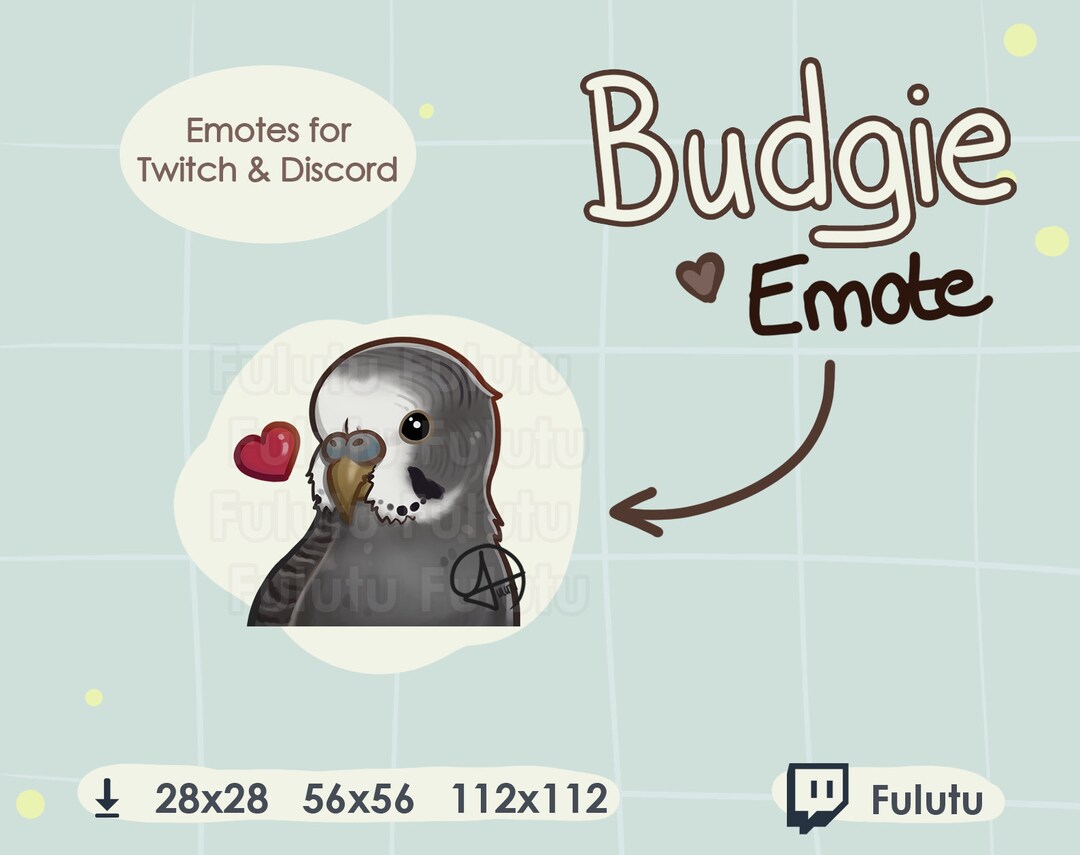 Budgie Anthracite Heart Emote | Twitch | Discord | Youtube | Kawaii ...