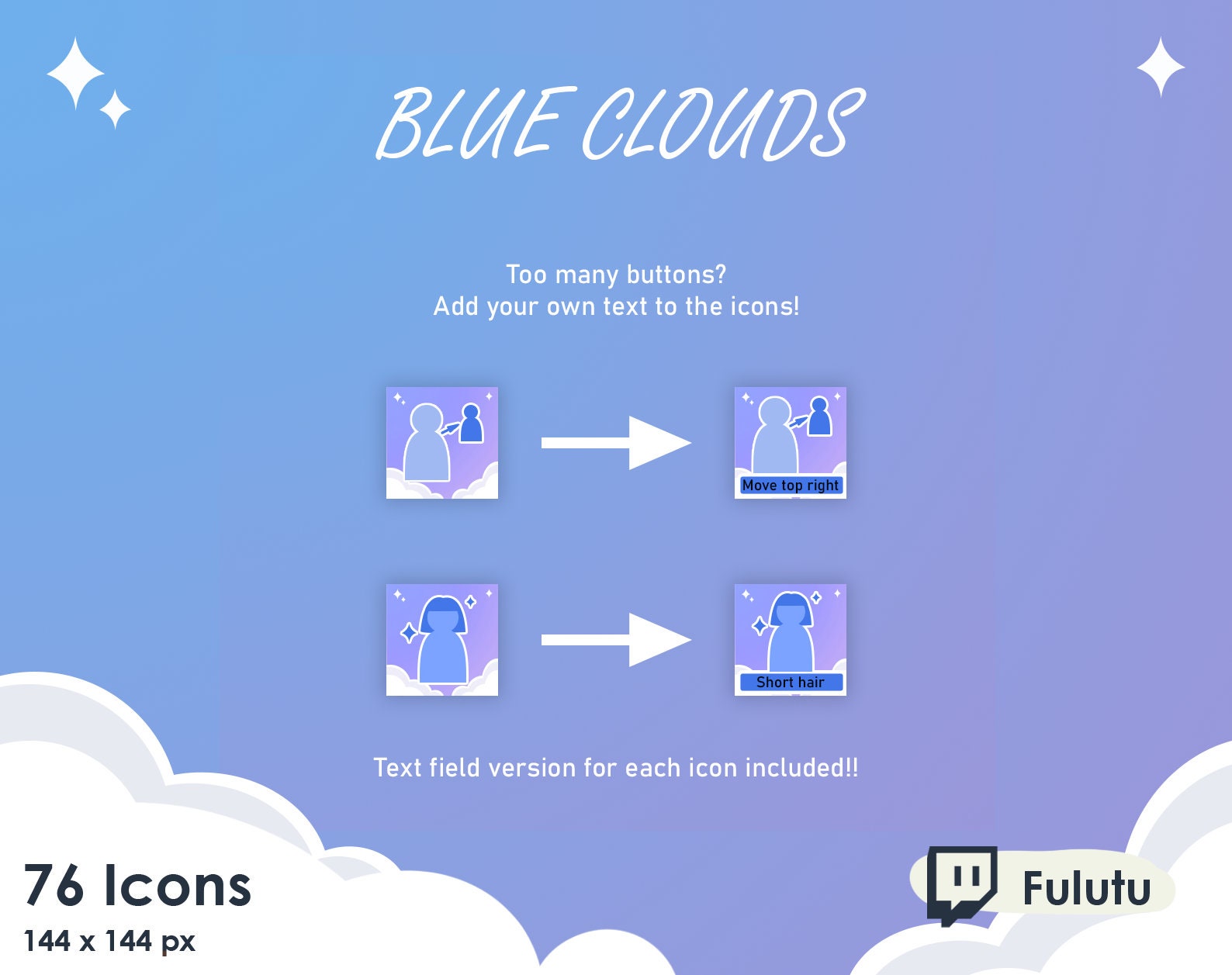 Blue Clouds VTS Stream Deck Icon Pack | Twitch | Discord | Youtube ...
