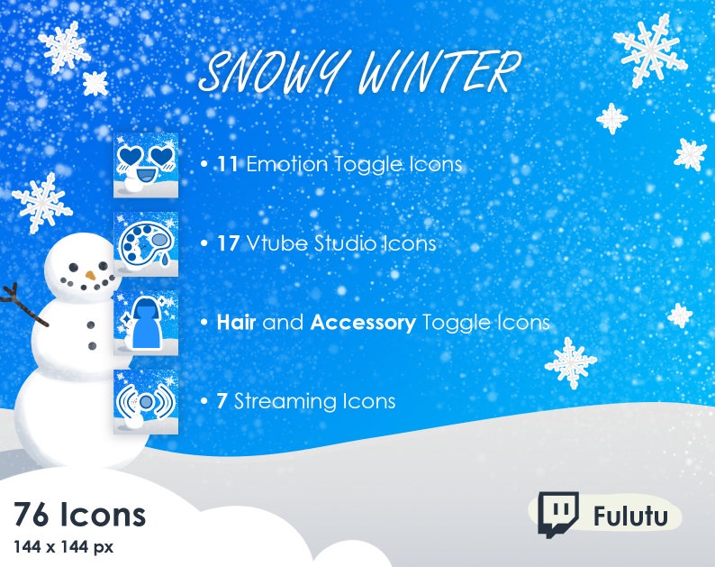 Snowy Winter VTS Stream Deck Icon Pack | Twitch | Discord | Youtube ...