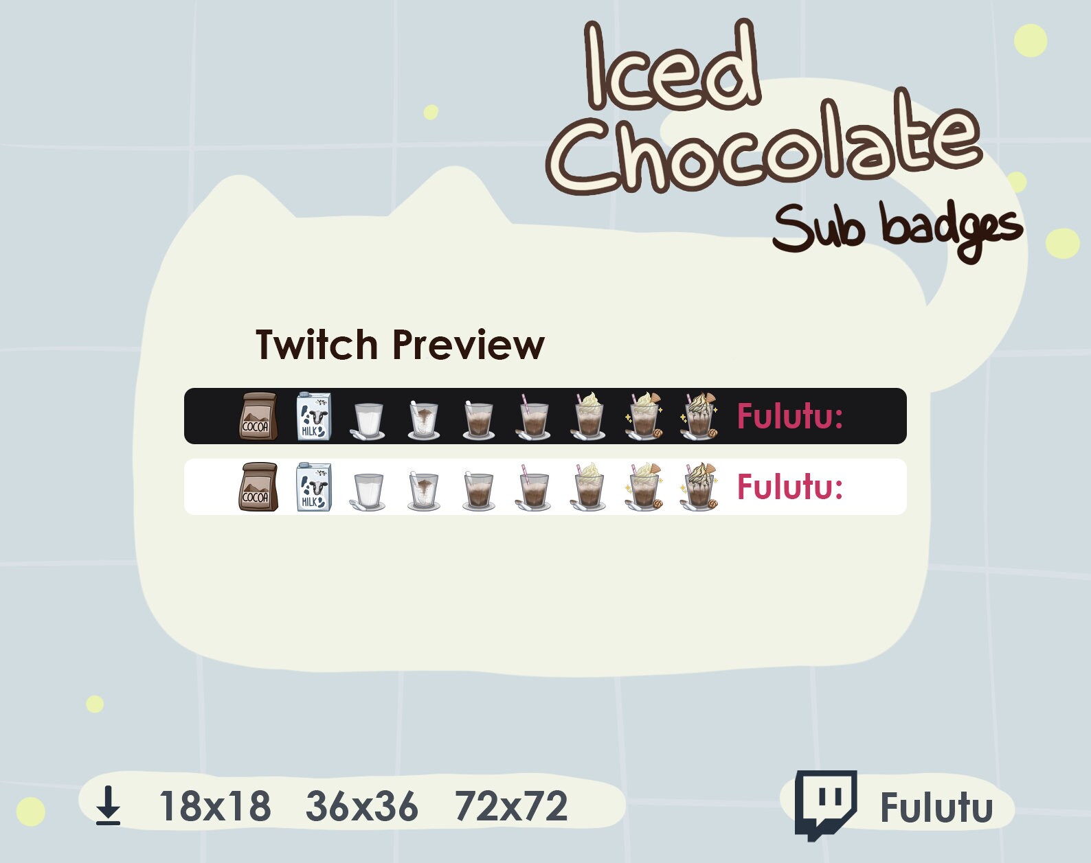 Iced Chocolate Sub Badge Pack | Twitch | Discord | Youtube | Kawaii ...