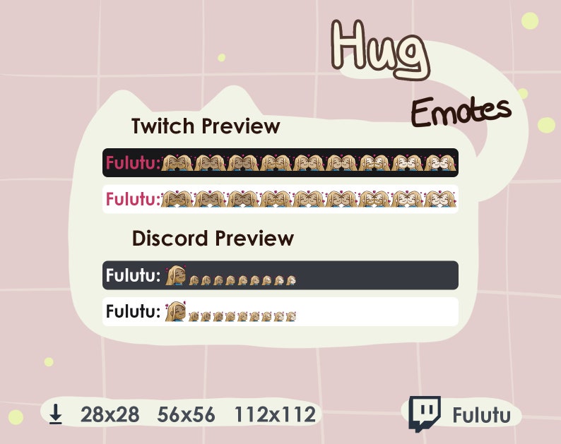 Hug Emote Pack - Long Blond | Twitch | Discord | Youtube | Kawaii Cute ...