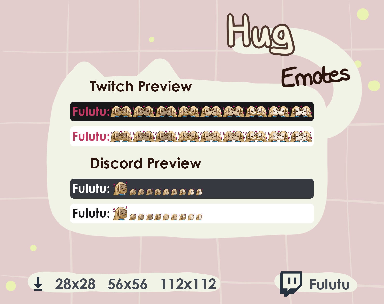 Hug Emote Pack - Long Blond | Twitch | Discord | Youtube | Kawaii Cute ...