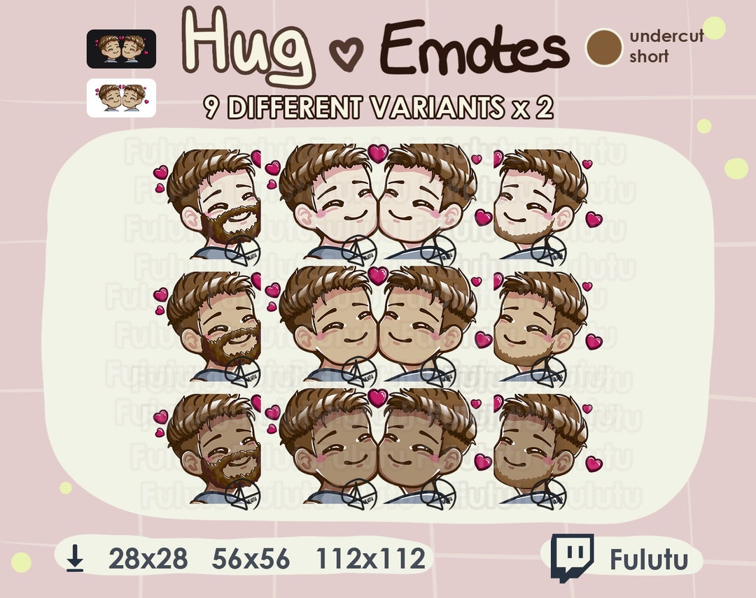 Hug Emote Pack - Undercut Short Brown | Twitch | Discord | Youtube ...