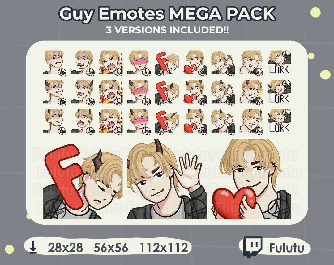 Guy Emote MEGA Pack Blond Half Long Hair, White Twitch Discord Youtube ...