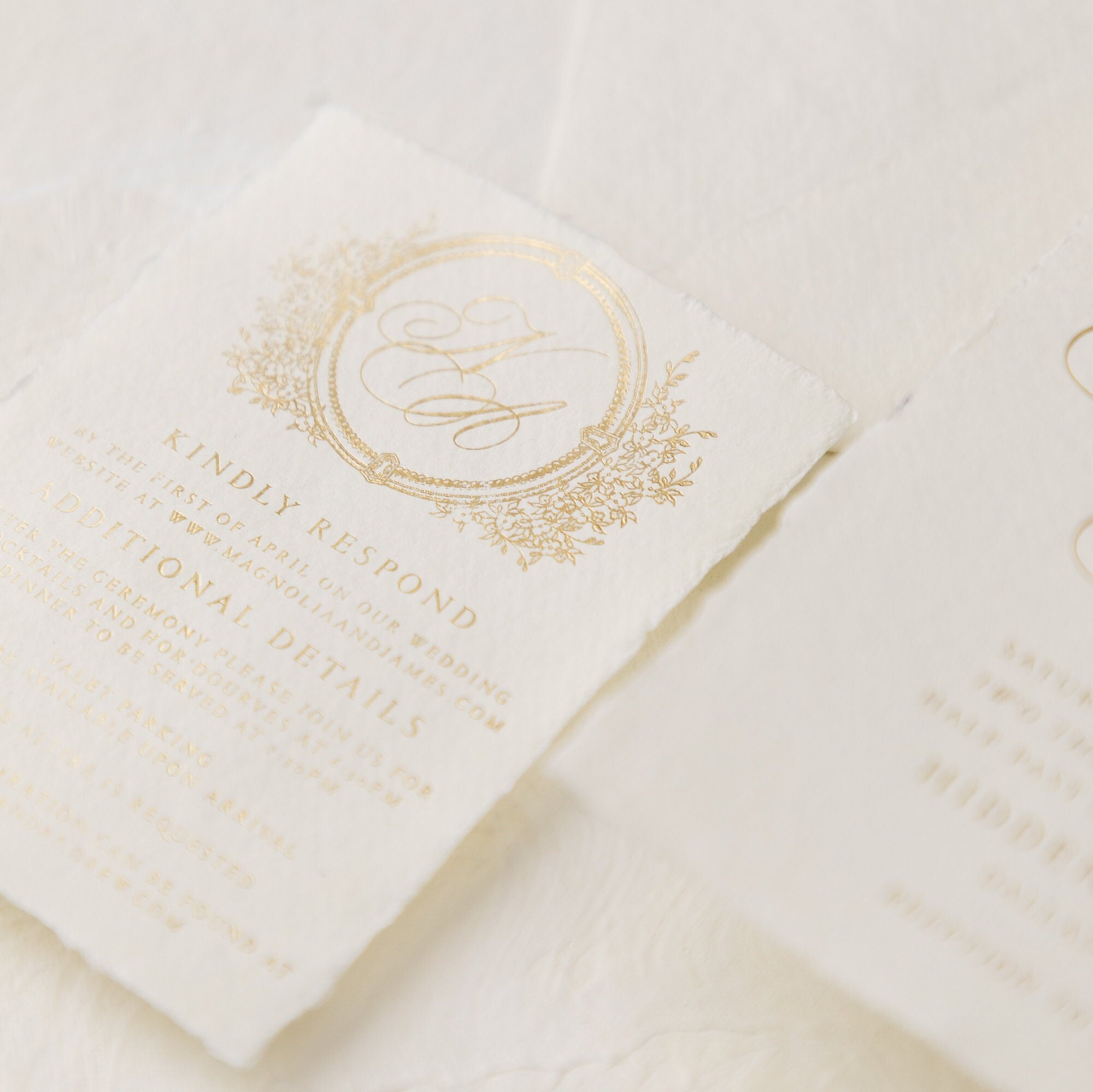 Gold Foil Handmade Paper Wedding Invitations, Classic Wedding ...