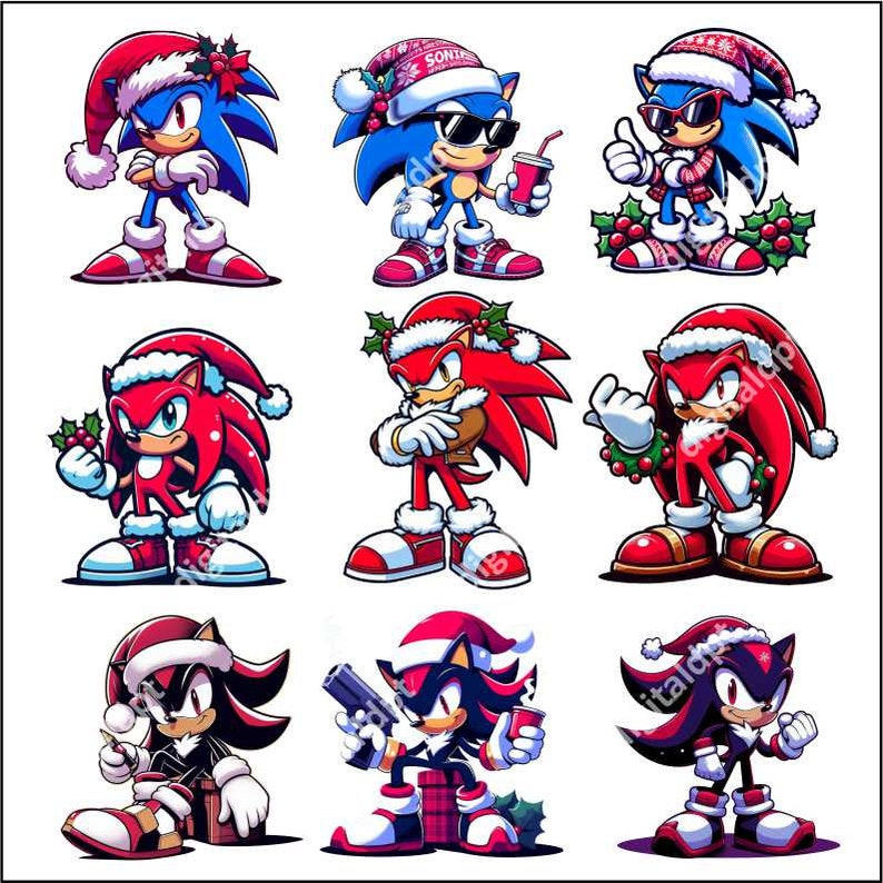 Sonic Transparent PNG, Custom Design Christmas Theme - Etsy