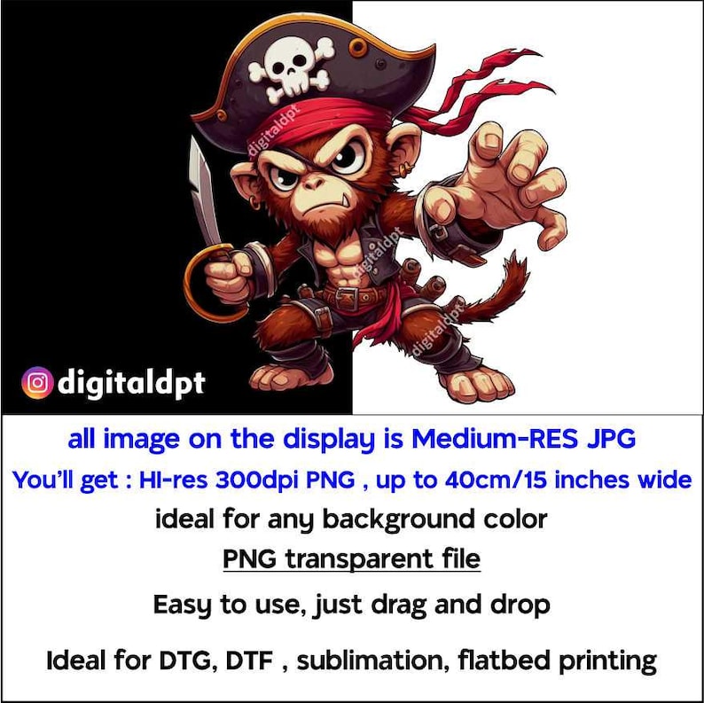 Pirate Monkey Clipart – Cool Monkey PNG With Transparent Background ...