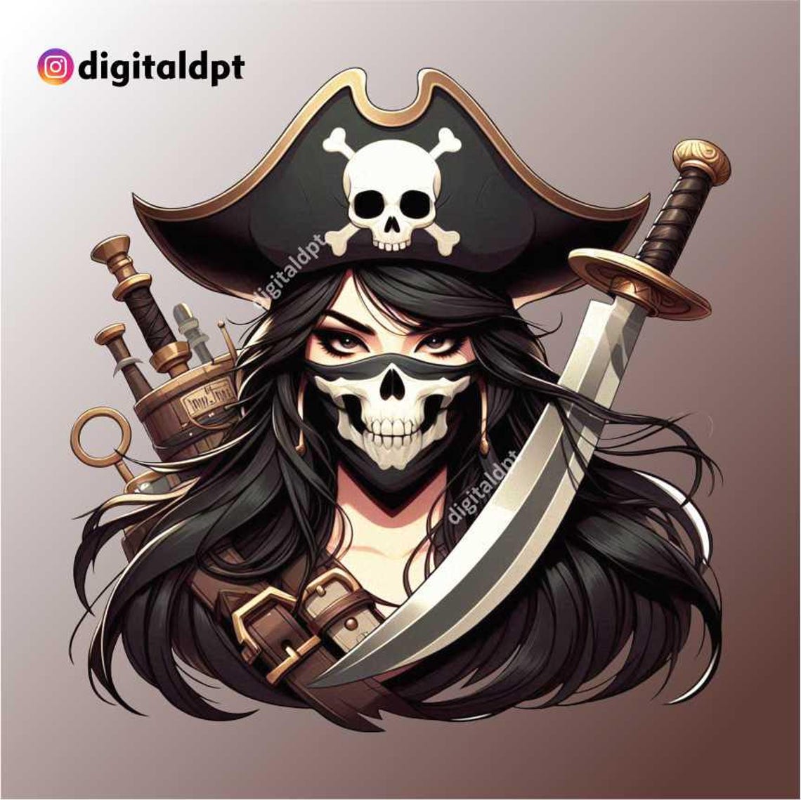Pirate Png Clipart, Cute Pirate Girl PNG, Nautical Clipart, Digital ...