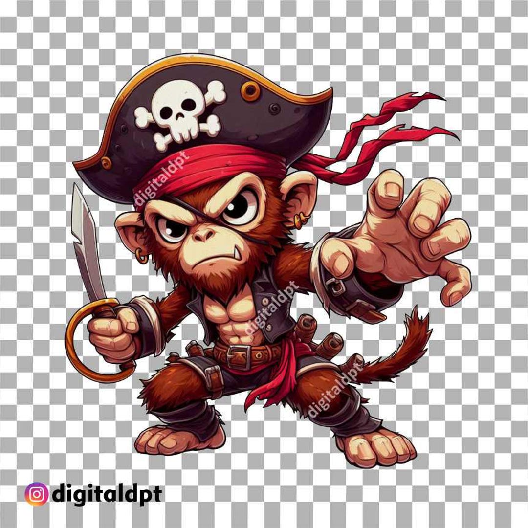 Pirate Monkey Clipart – Cool Monkey PNG With Transparent Background ...