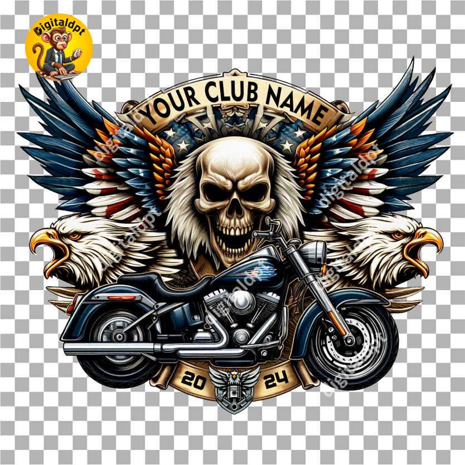 Editable Motorcycle Club T-shirt Logo Design (PDF File) - Etsy