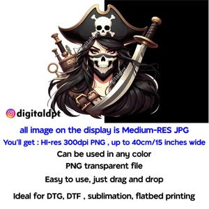 Pirate Png Clipart, Cute Pirate Girl PNG, Nautical Clipart, Digital ...