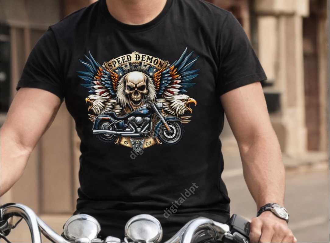 Motorcycle T-shirt Design for Black T Shirt, DTF, DTG, Sublimation - Etsy