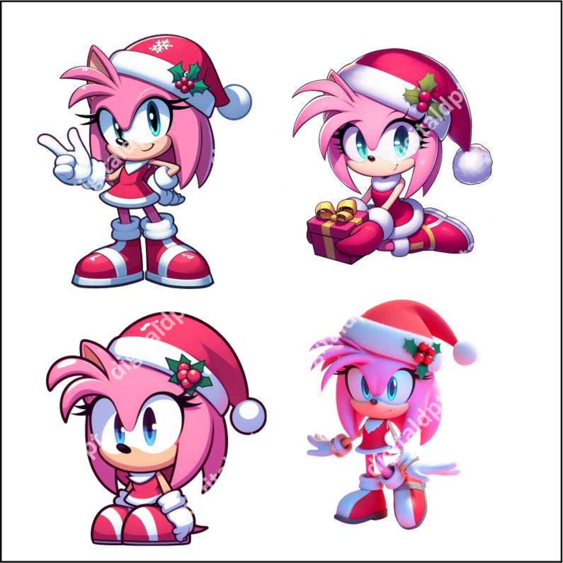 Amy Transparent PNG, Custom Design Christmas Theme Sonic, Amy Rose ...