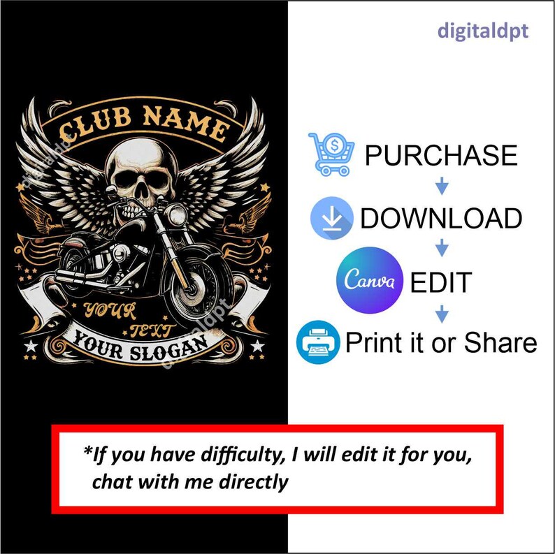 Motorcycle Biker Skull PNG , Winged Skull Clipart for Sublimation & DTG ...