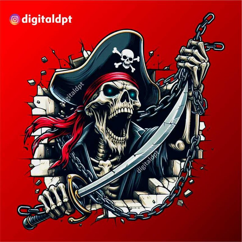Pirate Skull Clip Art: PNG Transparent Design (digital Download) - Etsy
