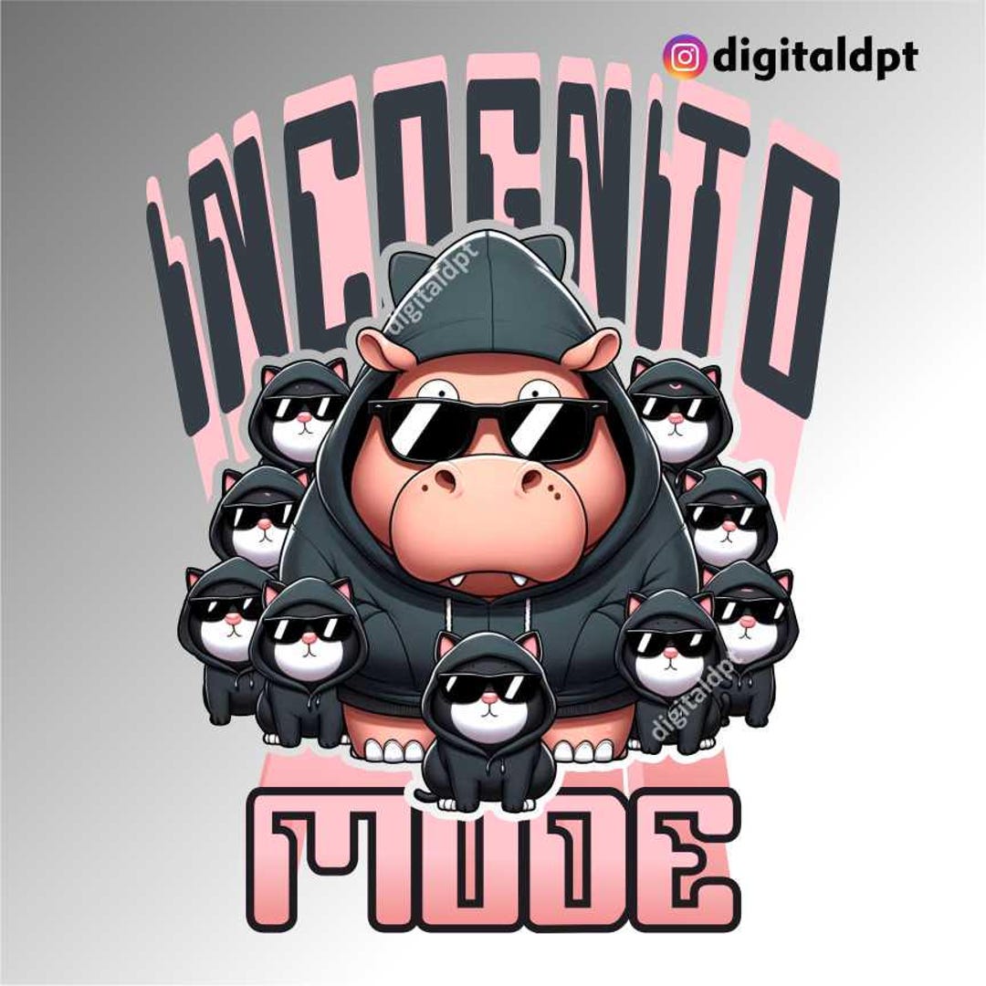 Funny Hippo PNG, Incognito Mode Design, Hiding Hippo Clipart, Men or Women Print File, Hippo and ...