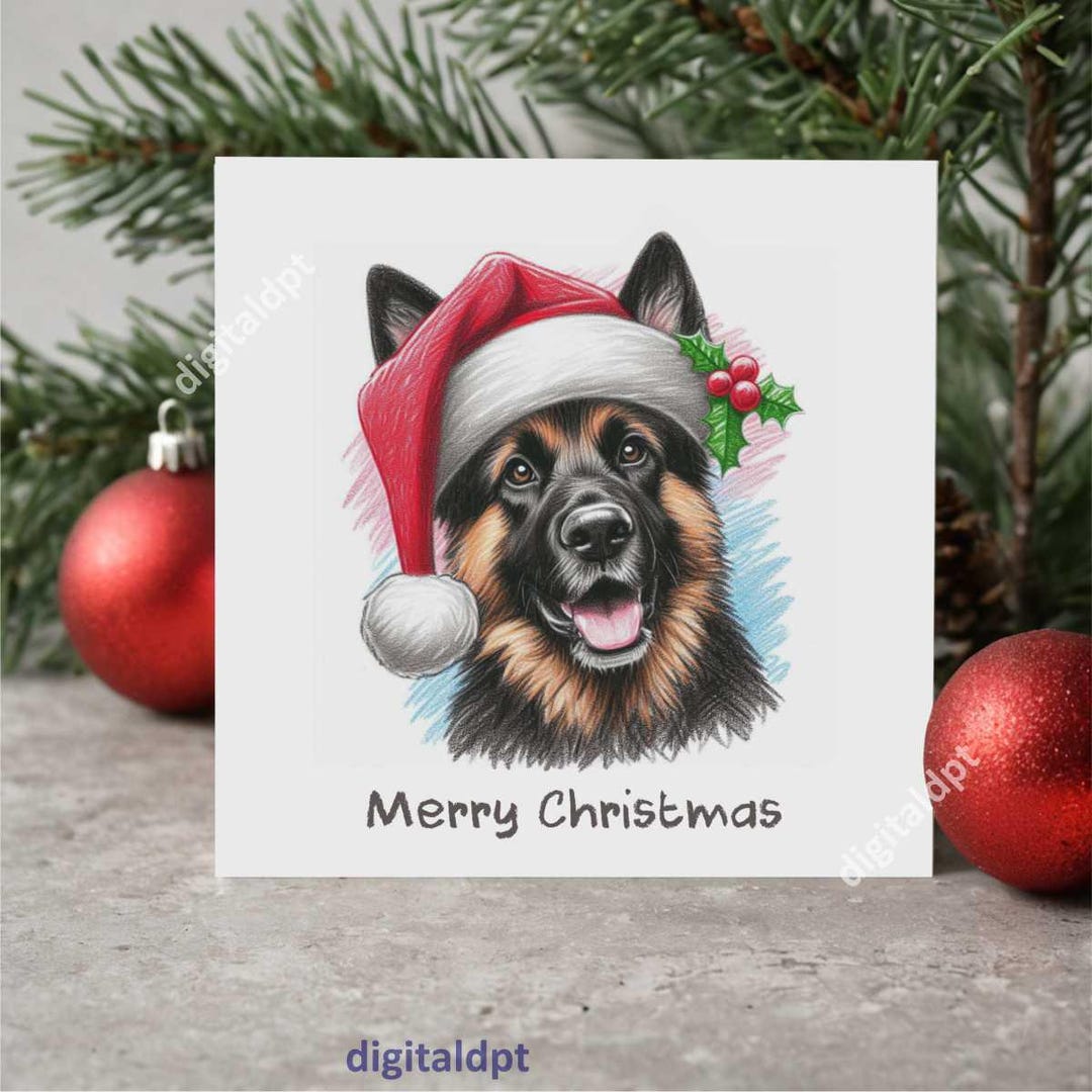 Pet Christmas Card, Printable Christmas Card, Editable Font Template ...