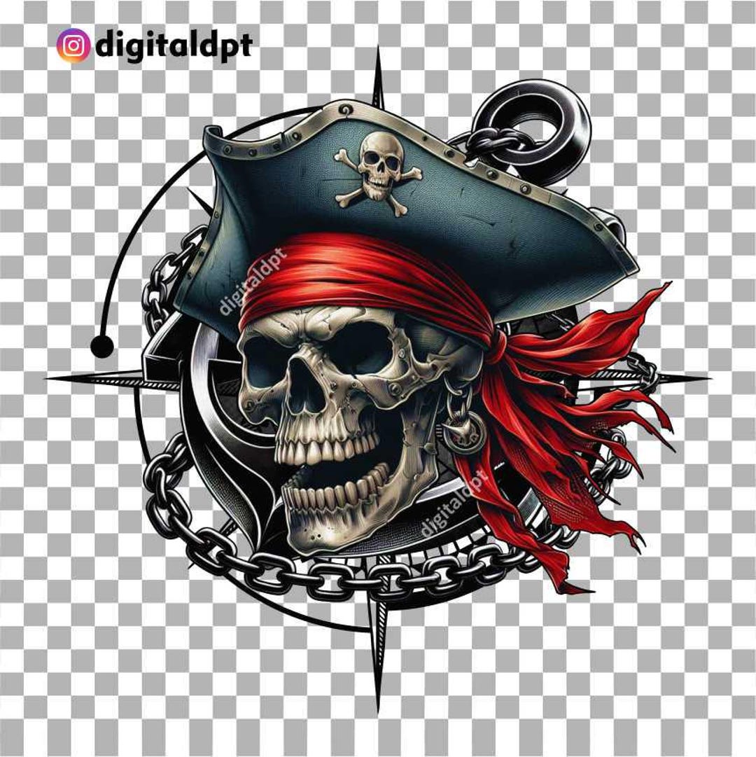 Pirate Skull Clipart: PNG Transparent File (digital Download) - Etsy