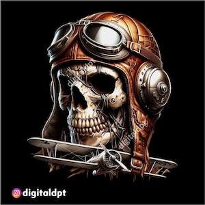 Fighter Pilot Skull PNG – Aviator Clipart Transparent File for T-shirts ...