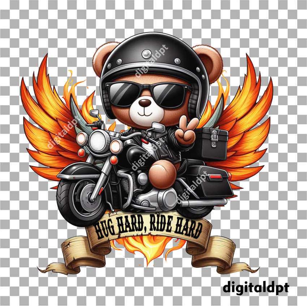 Teddy Bear Biker Clipart, Kids Motorcycle Art (PNG Transparent Files ...