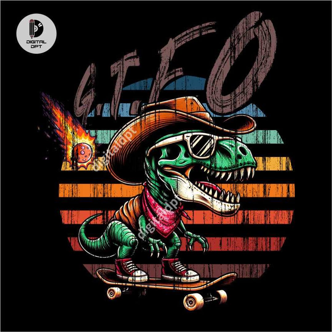 T-rex Dinosaur Design Cowboy T-rex Vintage Transparent PNG, Digital ...