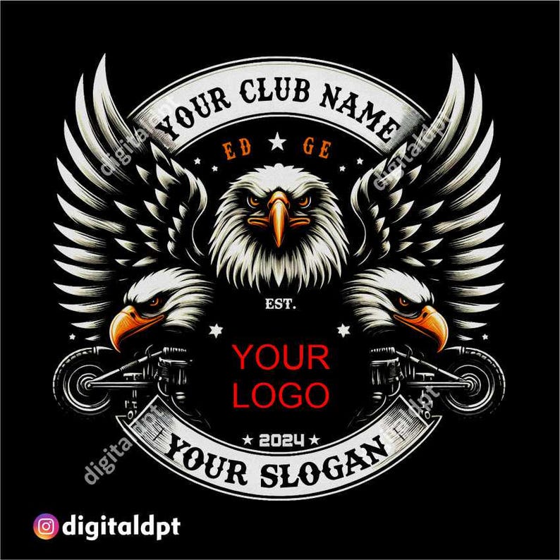 Eagle Motorcycle Graphic: Bold Design for Dark Apparel (PNG Digital ...