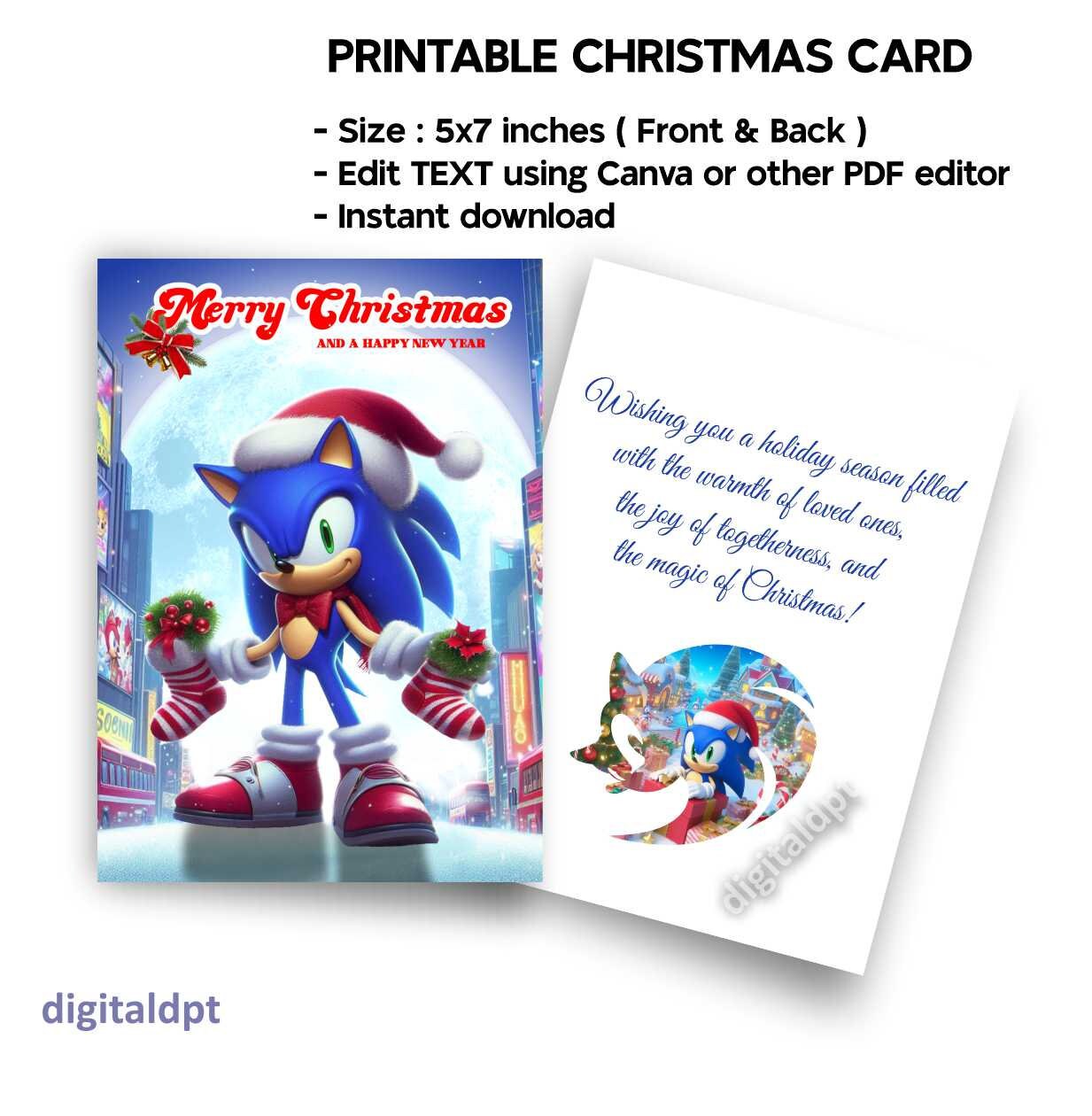 Christmas Cards, Editable PDF, Printable, Sonic Themes - Etsy