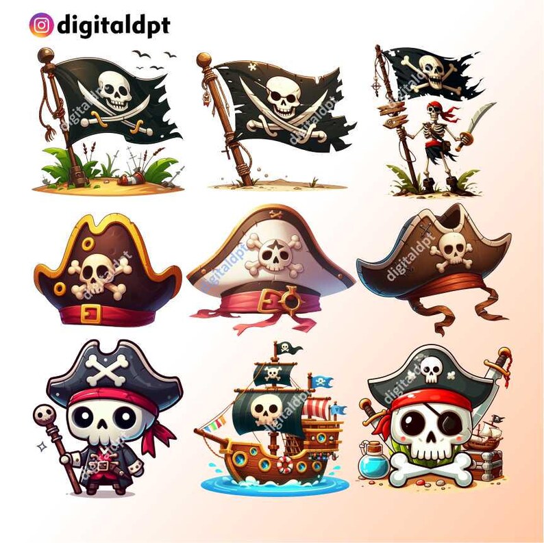 Pirate Clipart Bundle ,pirate PNG Transparent Files, Treasure Hunt ...