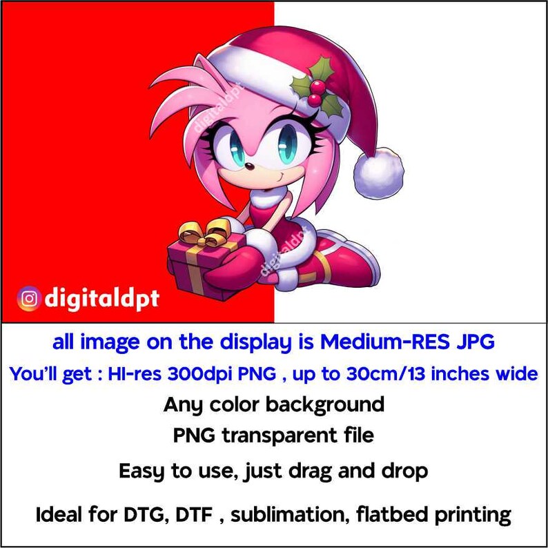 Amy Transparent PNG, Custom Design Christmas Theme Sonic, Amy Rose ...