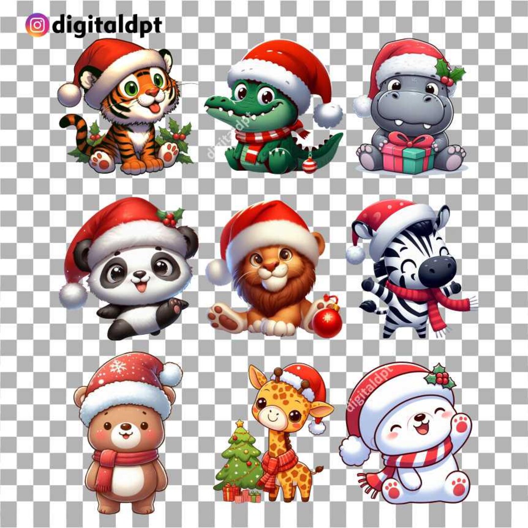Christmas Zoo Animals Clipart Bundle, PNG Files (digital Download) - Etsy