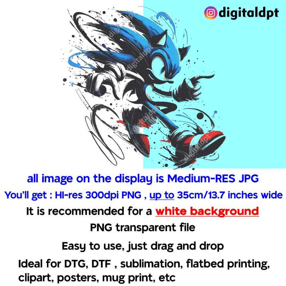 Sonic the Hedgehog Clipart, Sonic PNG Transparent File, Sonic Custom ...